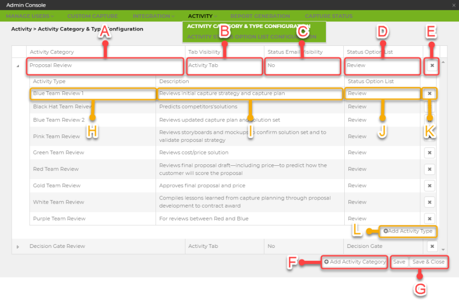 Configure Activity Options in the Admin Panel